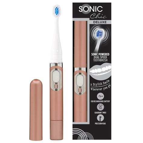 Sonic Chic Usp0544 Deluxe Rechargeable Compact Travel Toothbrush Rose Gold Mountmellick