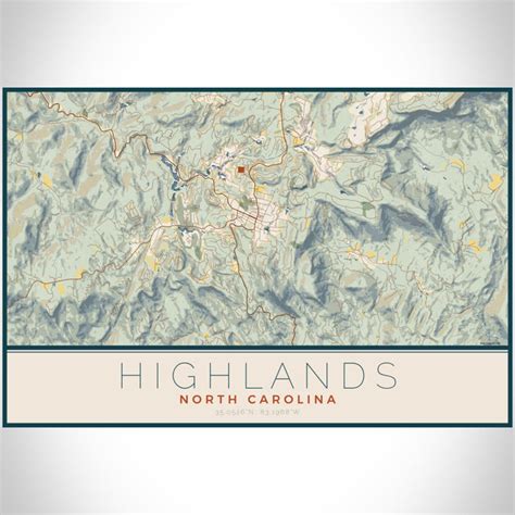 Highlands North Carolina Map Print In Woodblock — Jace Maps