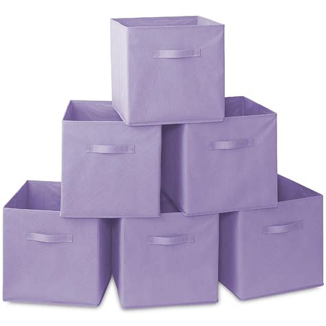 Casafield 6 Collapsible 13 Fabric Cubby Cube Storage Bin Baskets For Shelves Lavender