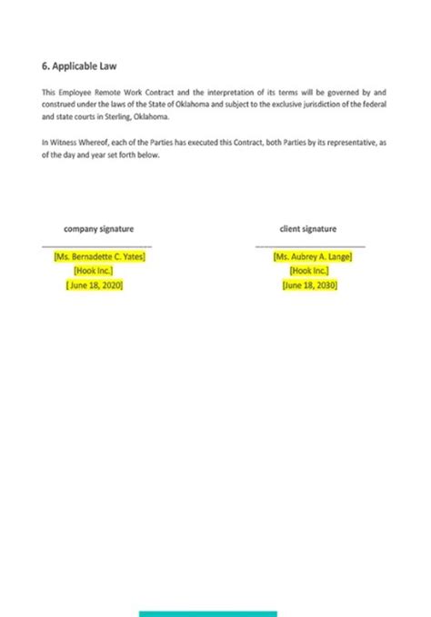 Employee Remote Work Contract Template Prewrite