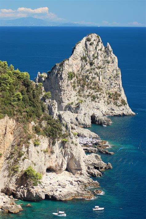 Gorgeous Landscape Of Famous Faraglioni Rocks On Capri Island Italy