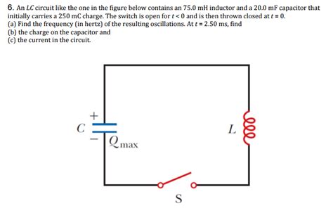 Solved An LC Circuit Like The One In The Figure Below Chegg