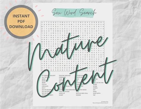 Sex Word Search Puzzle Printable Party Games Instant Download