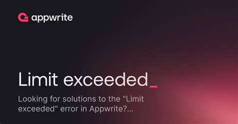 Limit Exceeded Threads Appwrite