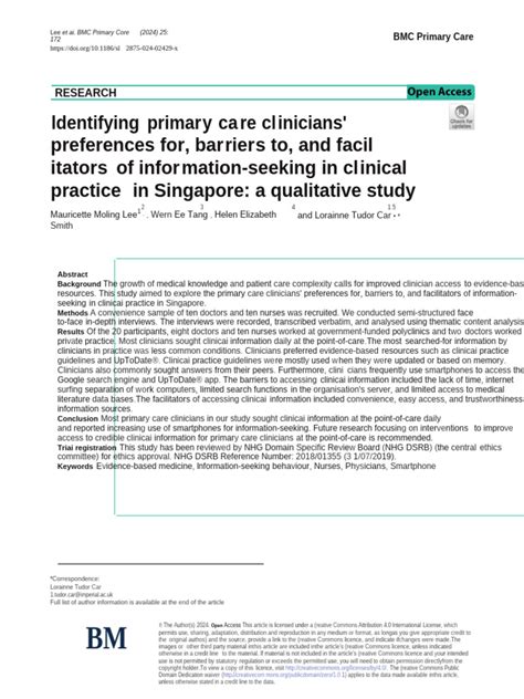 Identifying Primary Care Cliniciansâ Preferences For Barriers To And Facilitators Of