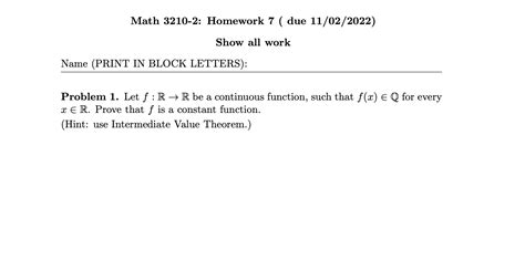 Solved Problem 1 Let Fr→r Be A Continuous Function Such