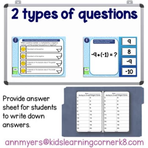 Multiply And Divide Integers Practice Self Checking Game Integer