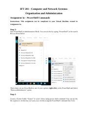 Assignment A PowerShellCmd Docx IFT Computer And Network Systems Organization And