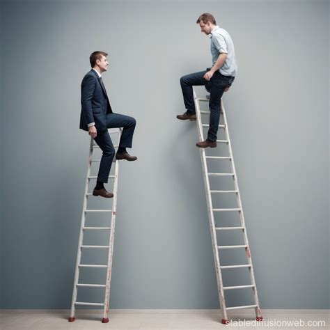 Men On Ladders With Different Step Sizes Stable Diffusion Online