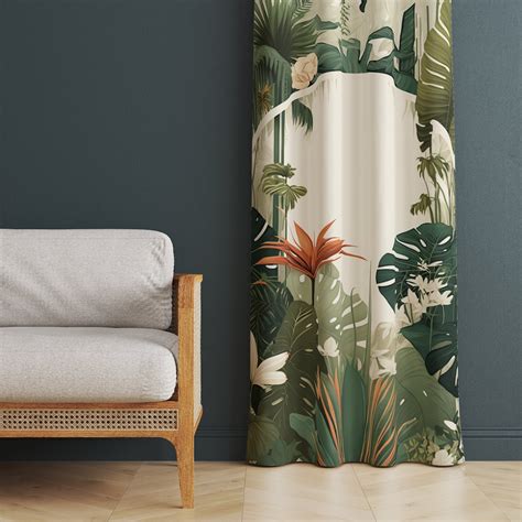 Tropical Leaf Curtains Exotic Leaves Curtain Panel Jungle Panel