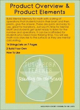 Mental Math Strings By Tuscarora Teacher Reaching For The Stars TPT