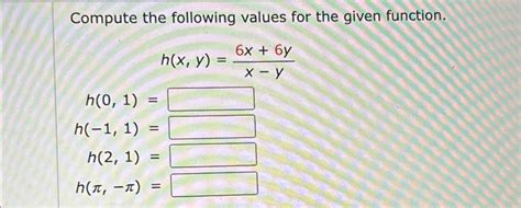 Solved Compute The Following Values For The Given