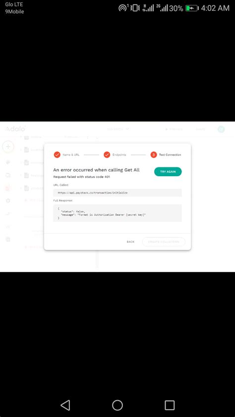API Integration Error External Collections Custom Actions