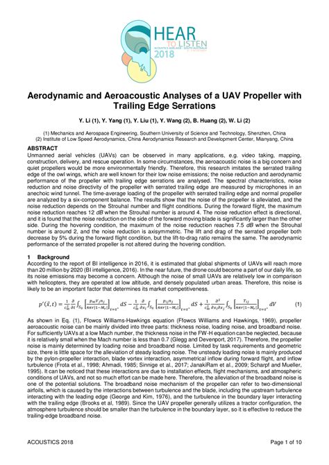 Pdf Aerodynamic And Aeroacoustic Analyses Of A Uav Propeller With Trailing Edge Serrations