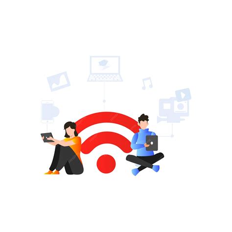 Menino E Menina Usando Wifi Vetor Premium