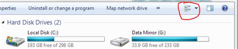 windows 7 showing memory usage bar under drive icon left in explorer