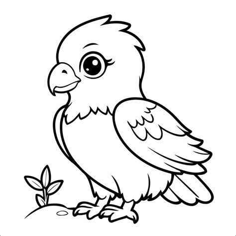 유아를 위한 귀여운 독수리 색칠 공부 페이지 프리미엄 벡터