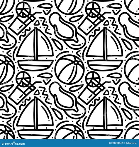 Hand Drawn Doodle On The Beach Stock Vector Illustration Of Element
