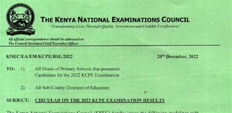 KNEC Circular On The 2022 KCPE Examination Results Newsblaze Co Ke