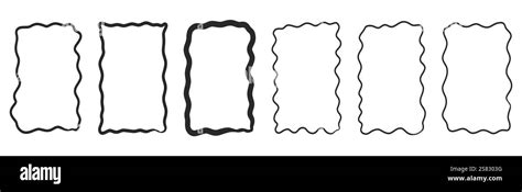 Zig Zag Frame Border Squiggle Wavy Set Underline Brush Stroke Curved Edges Hand Drawn Empty Tet