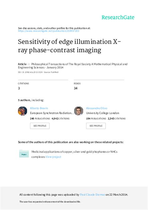 Pdf Sensitivity Of Edge Illumination X Ray Phase Contrast Imaging A