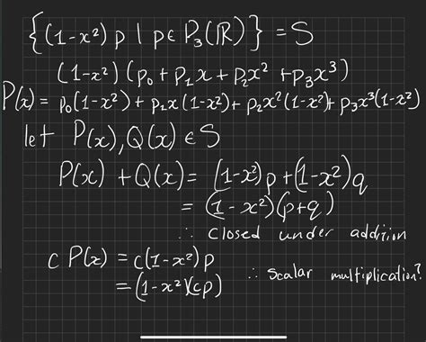 [year 1 Linear Algebra Vector Spaces] I Wanted To Know Whats Missing From This Subspace Test