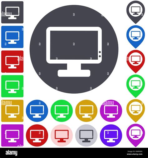 Color Monitor Icon Set Stock Vector Image Art Alamy