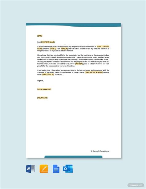 Church Secretary Resignation Letter Template