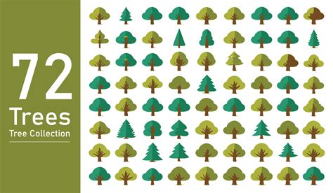 Silhouette Tree Line Drawing Set Side View Set Of Graphics Trees