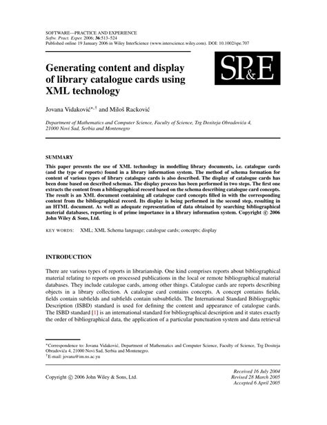 Pdf Generating Content And Display Of Library Catalogue Cards Using