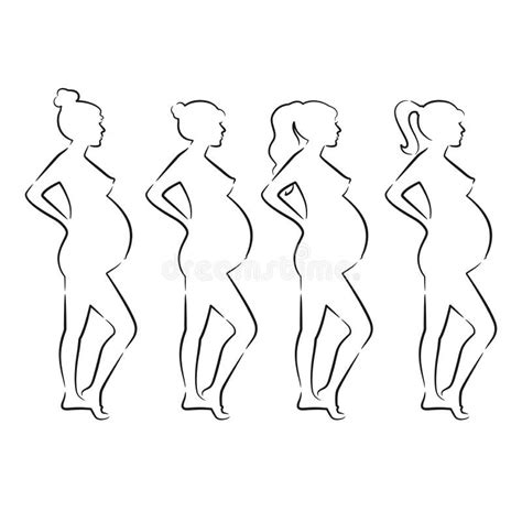 Line Art Pregnant Women Vector Illustration Stock Vector Illustration