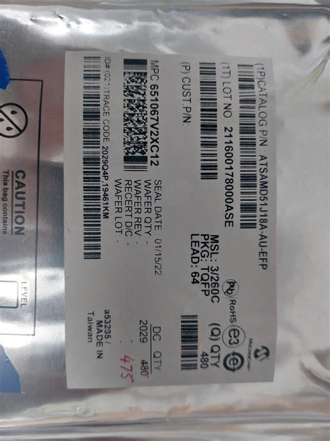 ATSAMD J A AU EFP ARM Microcontrollers MCU MHZ KB Flash TQFP PKG InTray CTemp