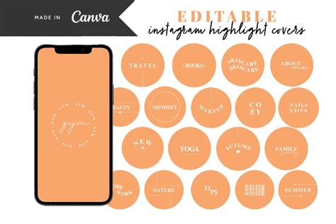 Orange Business Instagram Highlight Icons Canva Editable