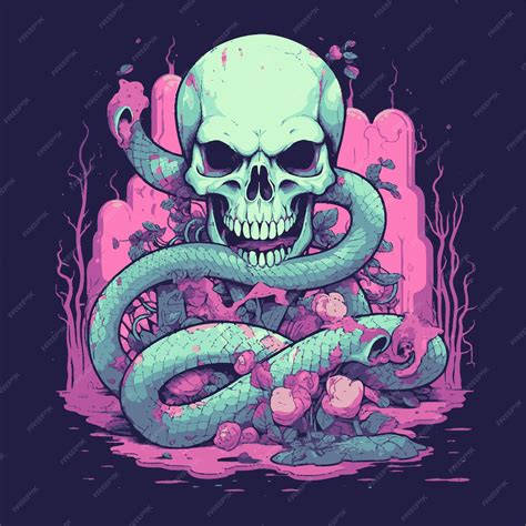 Premium Vector Zombie Skull Snake Portrait Vector Illustration