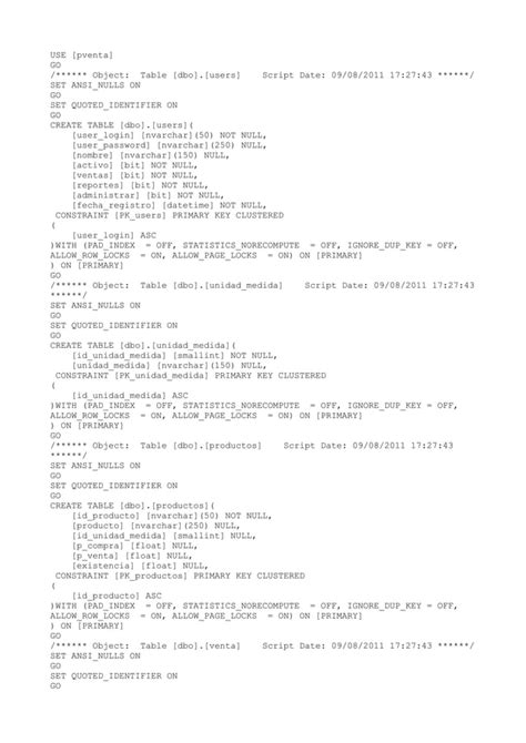 Bd Venta Sql