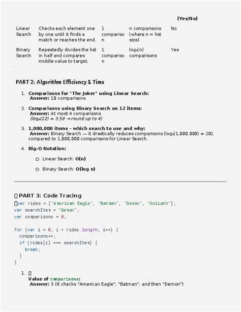 Search Algorithms Efficiency And Code Tracing By Franco Comp Sci