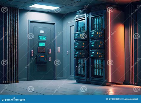 Server Room For Storage Worldwide Company Database Technology And Big Data Concept Digital Art