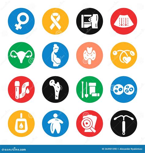 Women Health Vector Icon Set Medical Icons Made In Modern Trendy