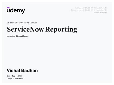 Completed Servicenow Reporting Course Vishal Badhan