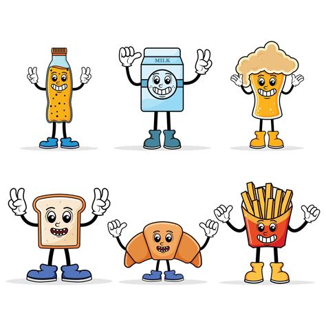 Food And Drink Mascot Set Character Clipart 78808917 Vector Art At Vecteezy
