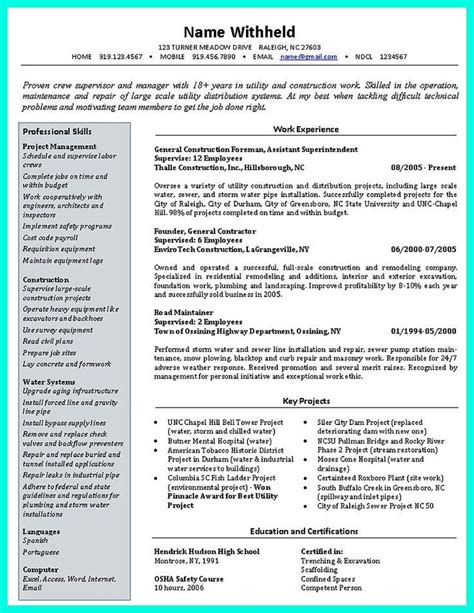 Residential Construction Superintendent Resume