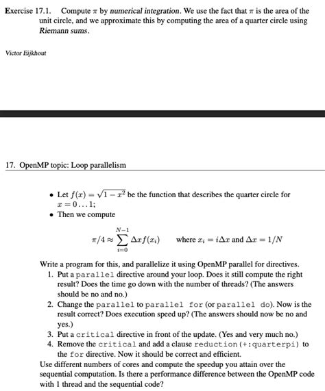 Solved Exercise Compute A By Numerical Integration We Chegg