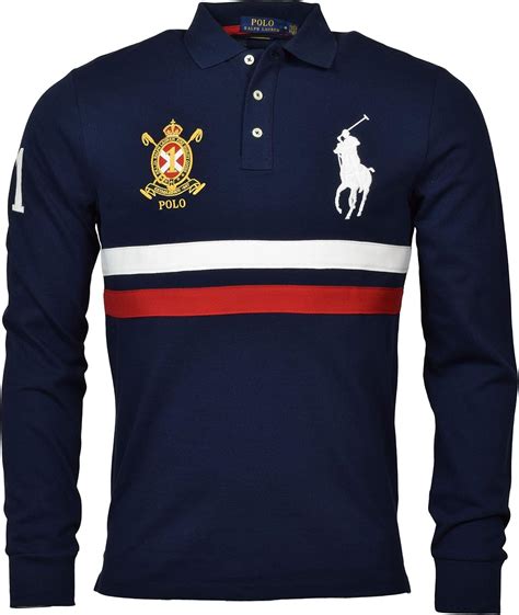 Polo Ralph Lauren Mens Custom Slim Fit Long Sleeve Striped Collar