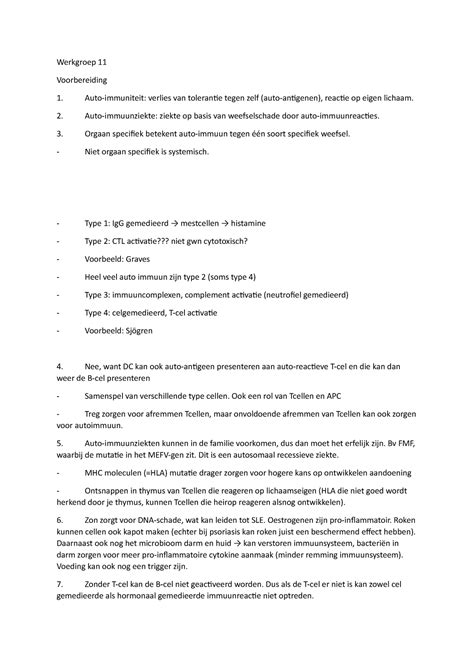 Werkgroep 11 Autoimuunziektes Werkgroep 11 Voorbereiding Auto