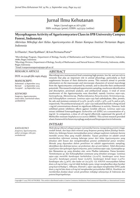 Pdf Mycophagous Activity Of Agaricomycetes Class In Ipb University