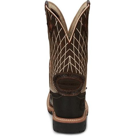 Justin Mens Derrickman 12 Composite Toe Western Work Boot Brown Se