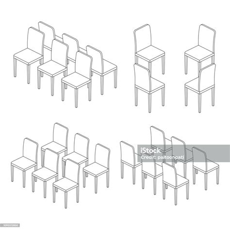 자 그림 개요 관점 3d 보기 흑백 색상 설정된 가구에 대한 스톡 벡터 아트 및 기타 이미지 가구 가정의 방 건축