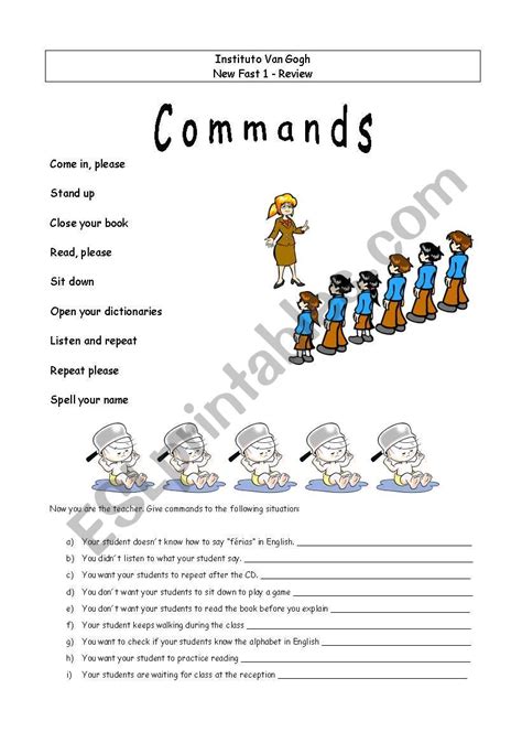 Imperative Command Verbs English Worksheet