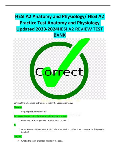Hesi A2 Anatomy And Physiology Hesi A2 Practice Test Anatomy And