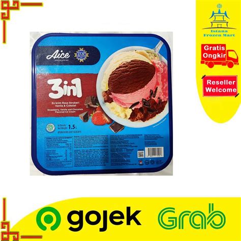 Jual 3in1 Ice Cream Bucket Aice Strawberry Vanilla Dan Coklat 15